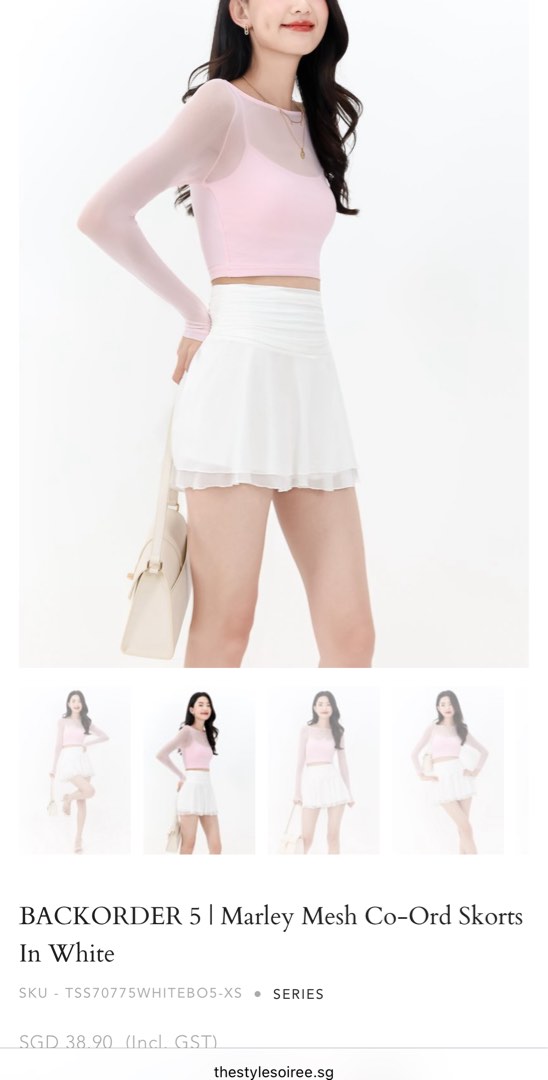 TSS Marley Mesh Co-Ord Skorts In White, Women's Fashion, Bottoms ...