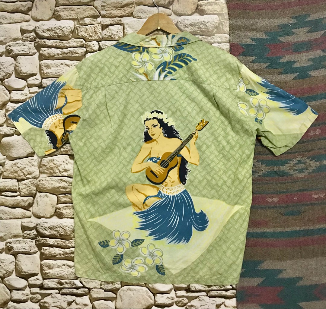 Vintage Hawaiian Hula hula Girl Cotton Shirt, Men's Fashion, Tops ...