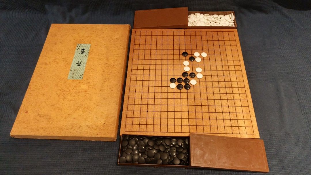 Vintage Japanese Foldable Go Game Set Wooden Board with Stones, Hobbies ...