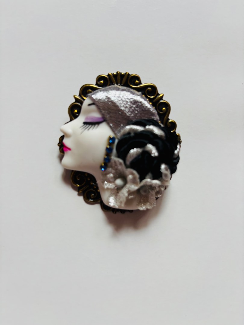 Vintage lady Brooch pin, Women's Fashion, Jewelry & Organizers ...