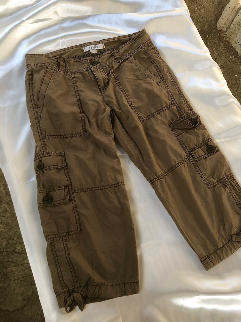 Y2k Faded Green Loft Cargo Capri Pants with Pockets 2000s, Women's ...