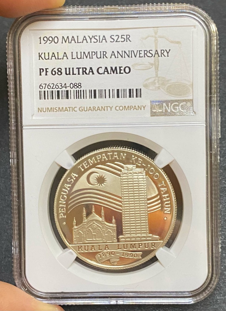 1990 Malaysia Kuala Lumpur 100 Years 25 Ringgit Proof Coin NGC PF 68 ...