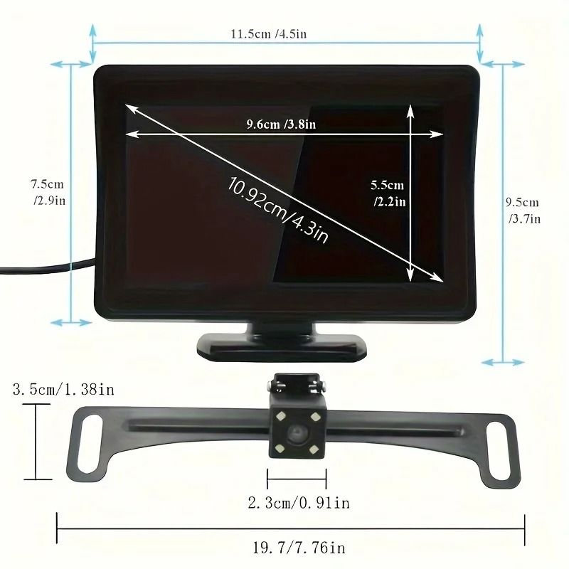 4.3 Inch TFT LCD Mini Car Monitor with Rear View Backup Camera for ...