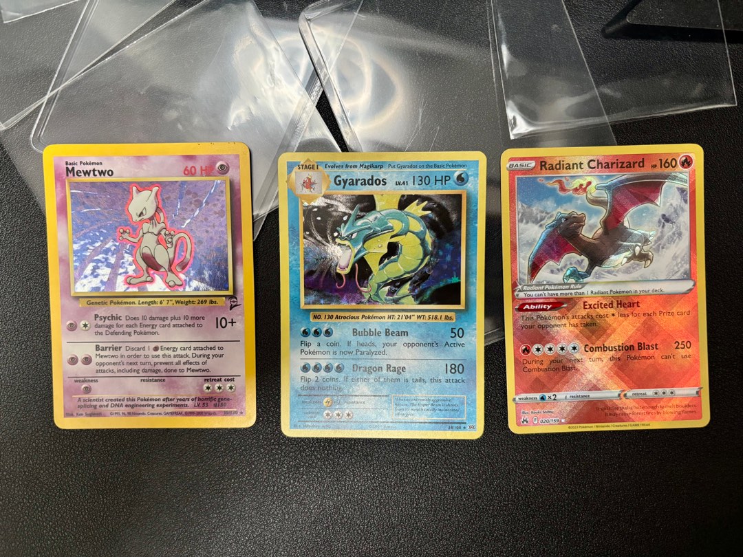 Final batch! 3 vintage Pokemon Cards - Mewtwo, Gyarados, Radiant ...