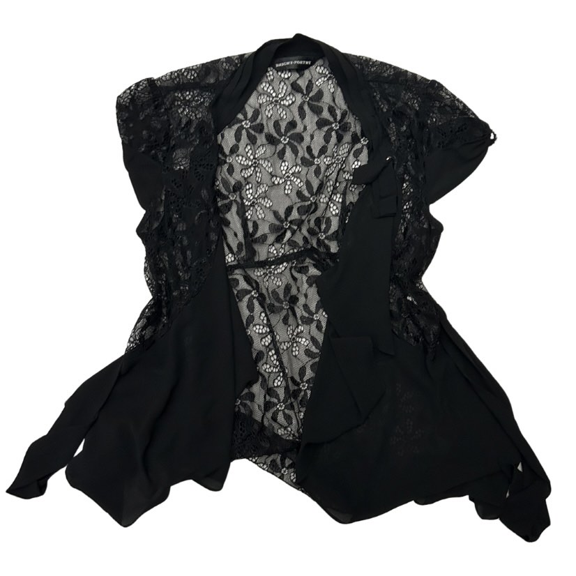 black lace cardigan gothic punk y2k coquette witch long, Fesyen Wanita ...