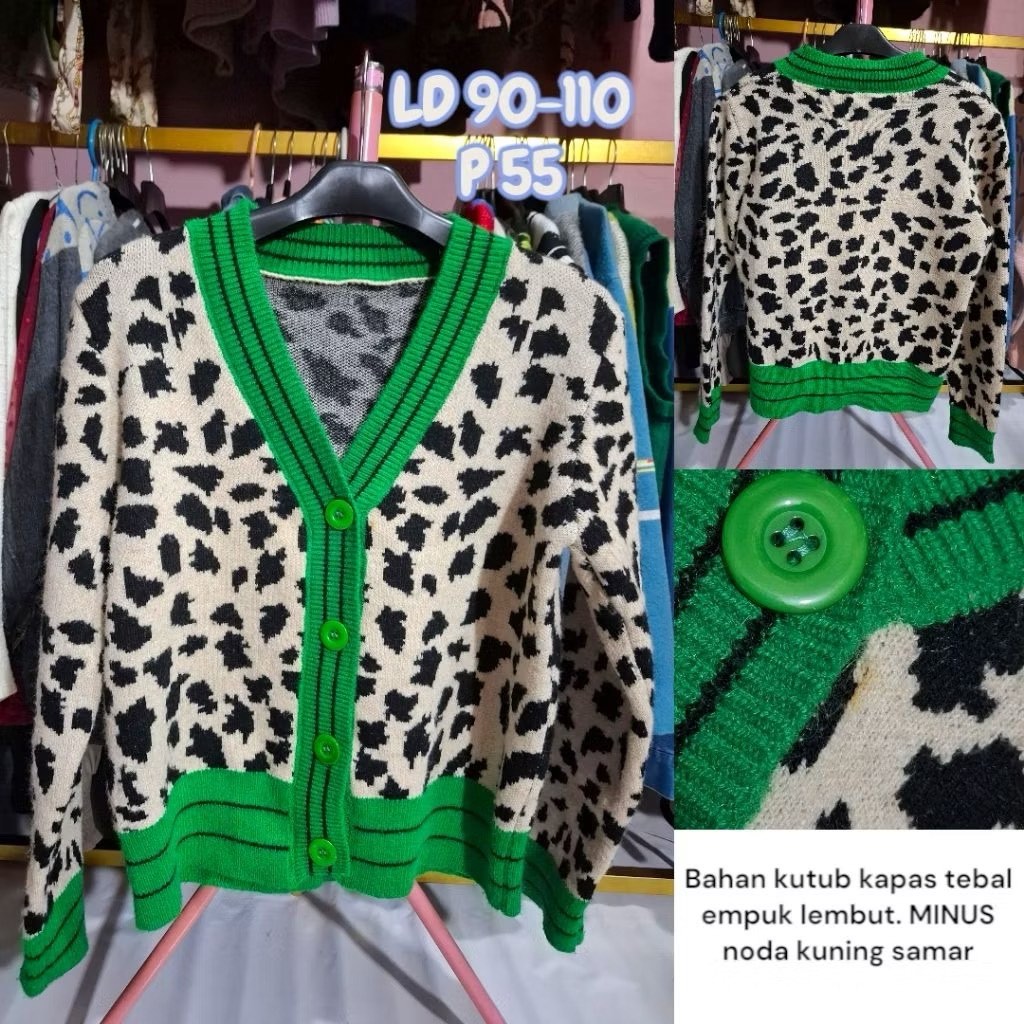 Cardigan leopard|| Cardigan knit rajut lidi kepang| Cardigan tweed old ...