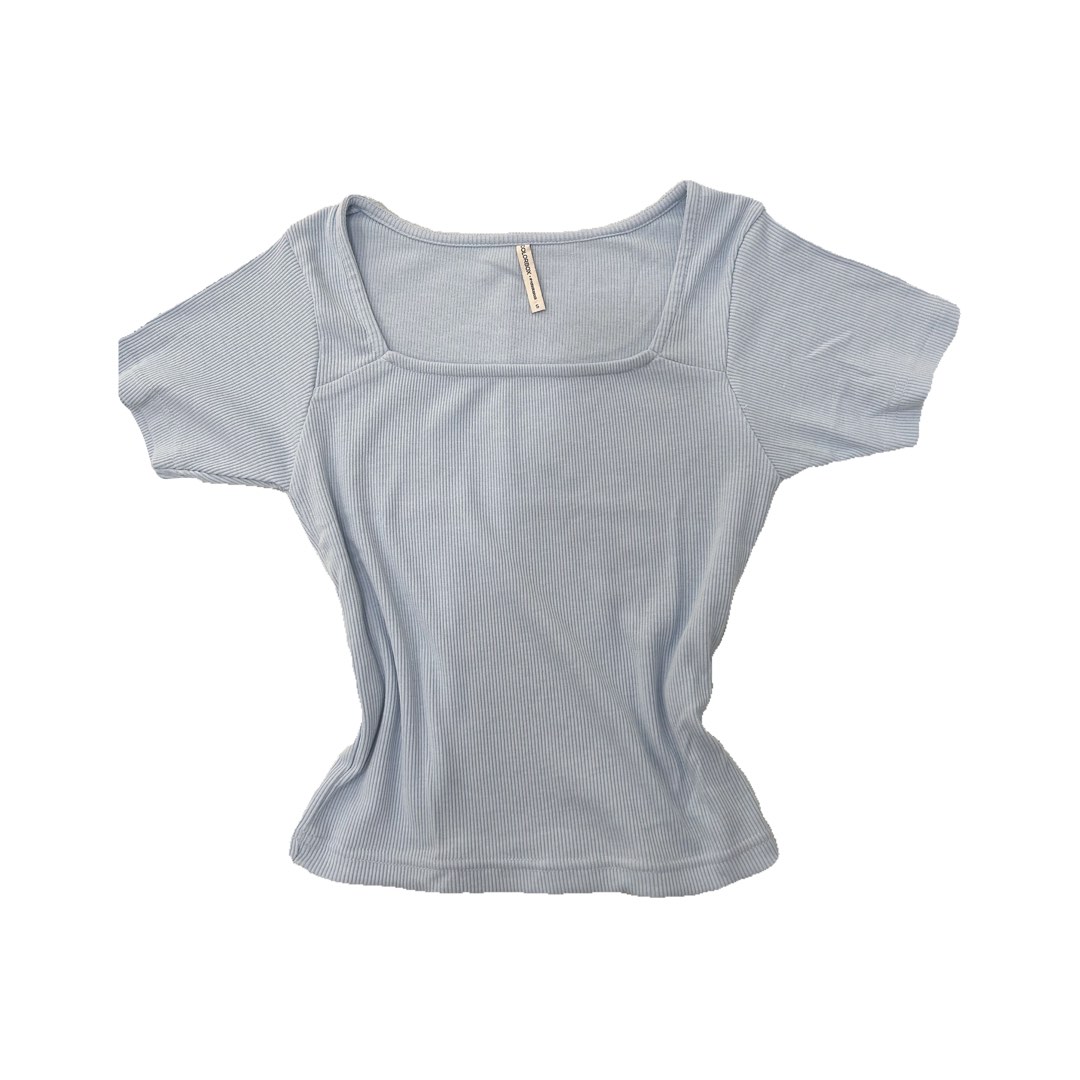 colorbox baby blue fitted tee, Fesyen Wanita, Pakaian Wanita, Atasan di ...
