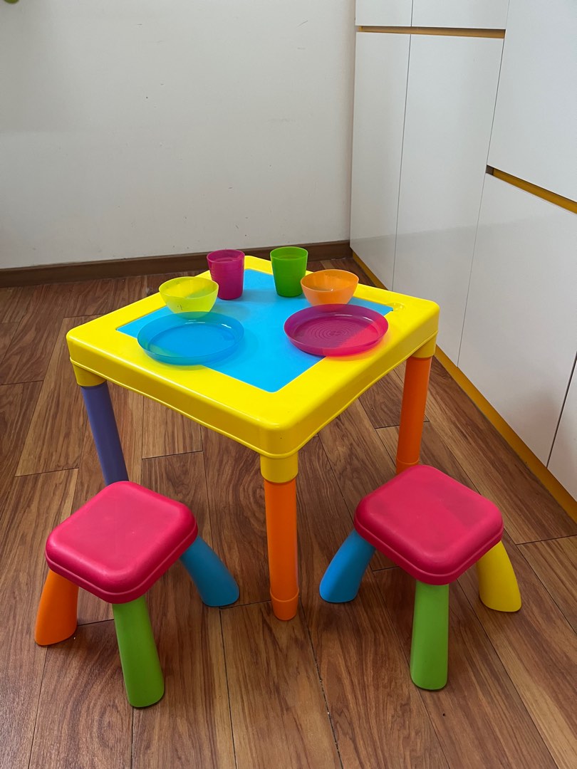 Colorful Kids Table and Chairs Set with FOC plates, cups and bowls ...