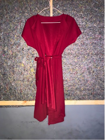 Gaun Midi Maroon Lengan Pendek, Fesyen Wanita, Pakaian Wanita, Gaun ...