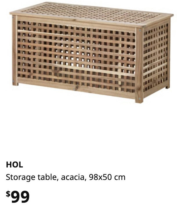 IKEA HOL Storage Table - Acacia Wood, Furniture & Home Living ...