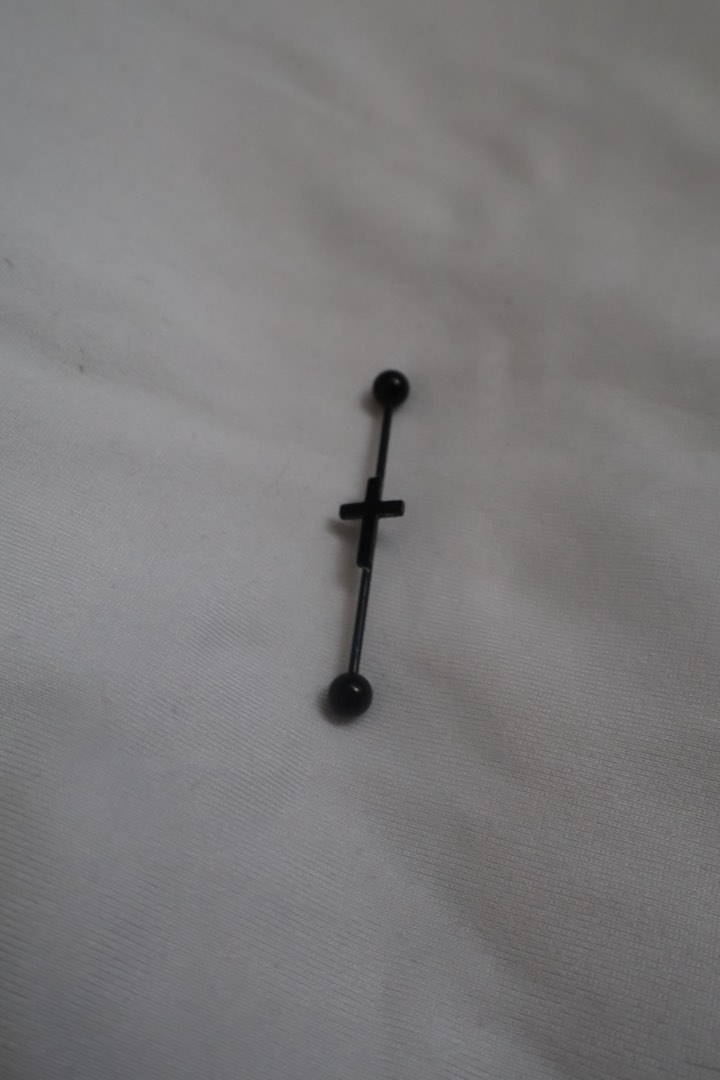 Industrial Barbell Piercing - Cross, Key, and Plain, Sports Equipment ...