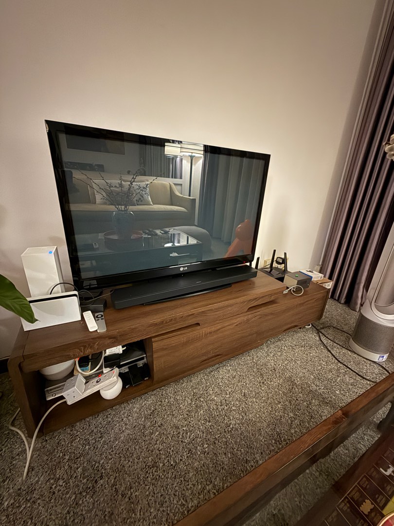 LG TV and Wooden TV Console, Furniture & Home Living, Furniture, TV ...