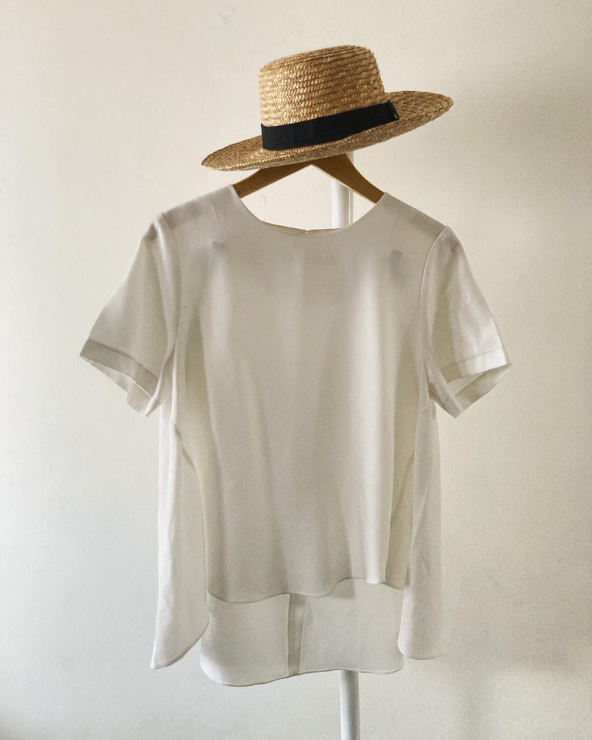 L’more white flare top (not Zara) - atasan blus ngantor kerja putih ...