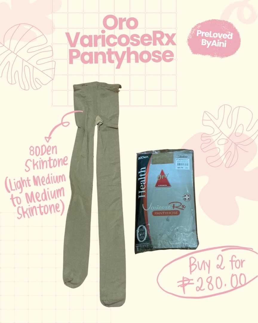 Oro Varicose RX Pantyhose Stockings 80Den Skintone, Women's Fashion ...