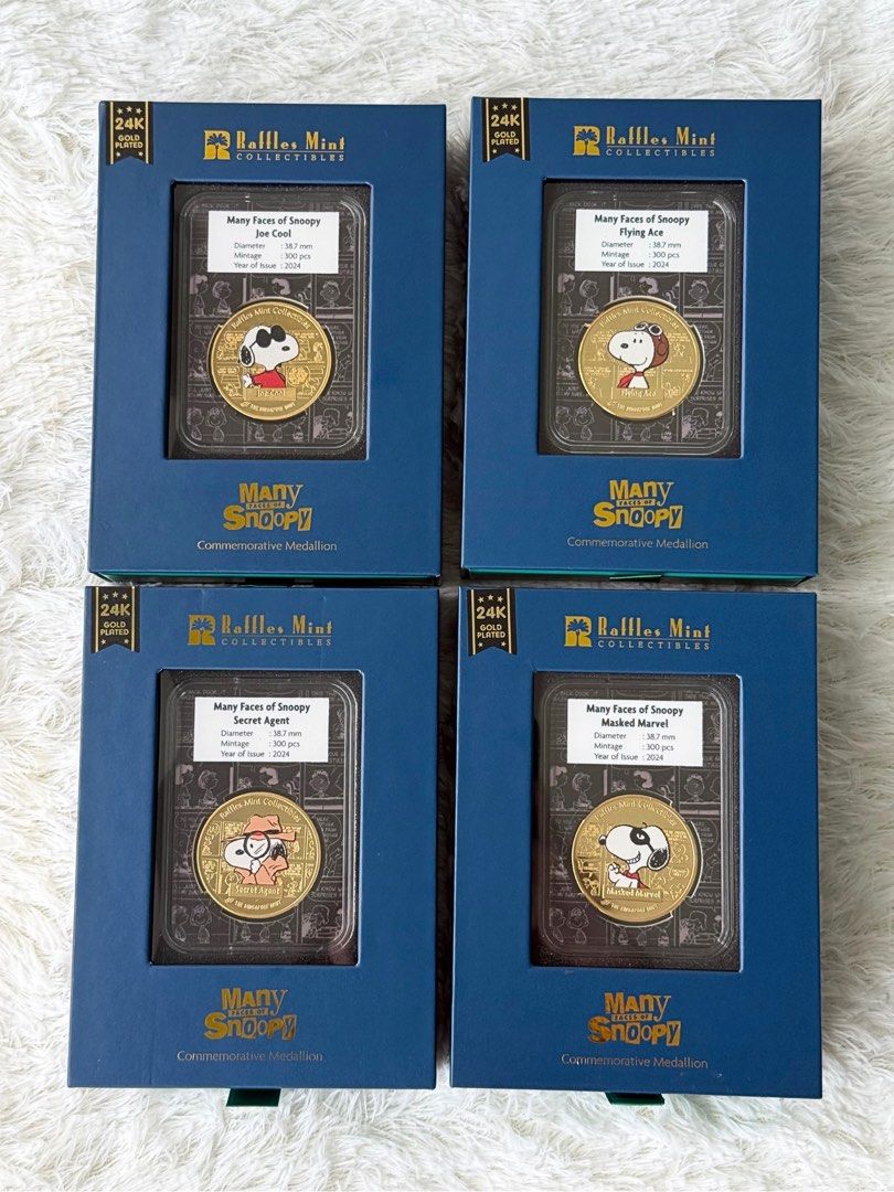 Peanuts Many Faces of Snoopy 24K Gold Plated Commemorative Medalliom ...
