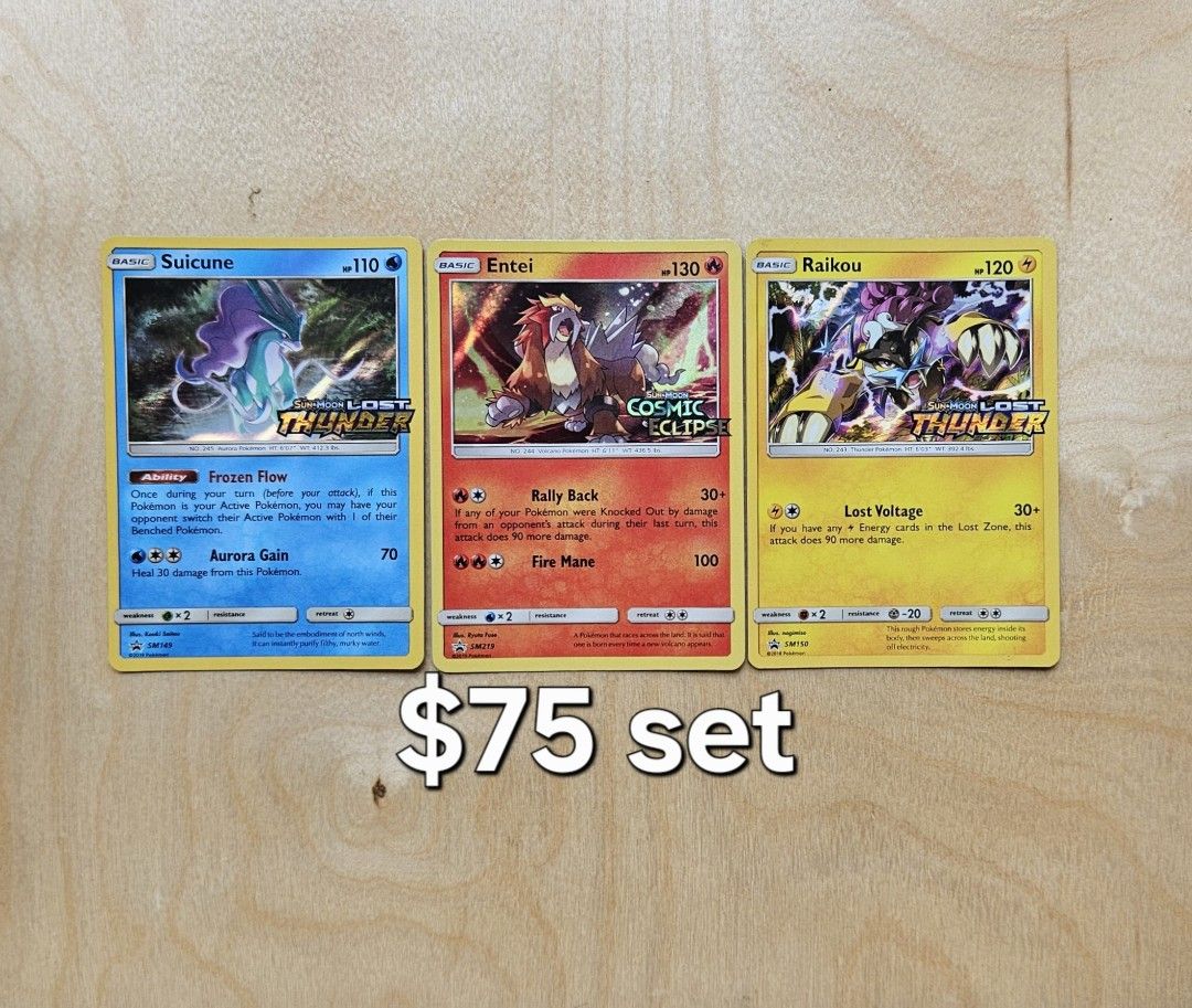 Pokémon Pokemon cards Legendary dogs entei raikou suicune prerelease ...