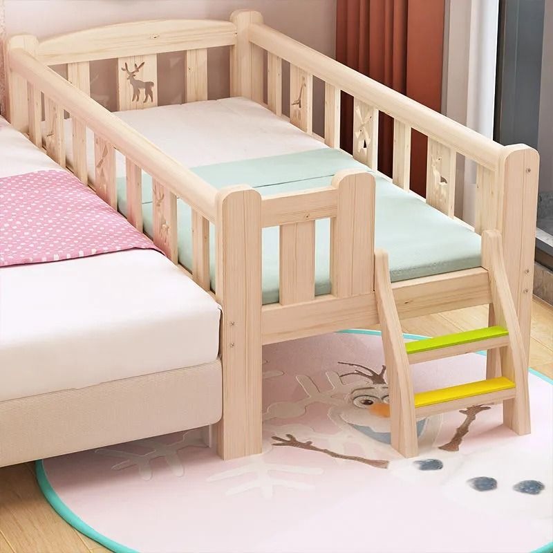 Solid wood crib, baby bed with guardrail, single bed, accompanying bed ...