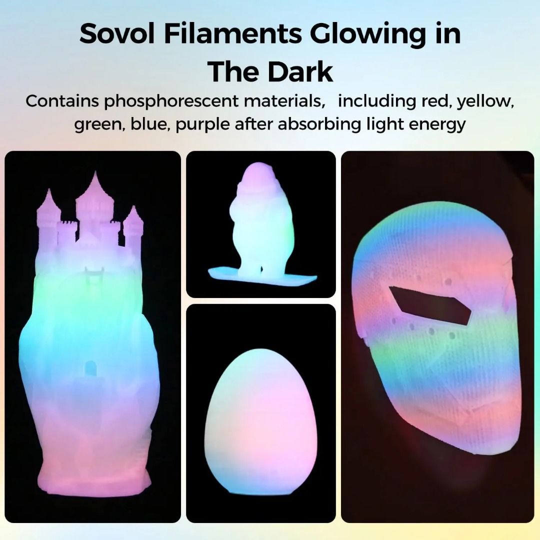 Sovol 3D Printer Glow in The Dark Filament Gradient Multicolor Fast ...