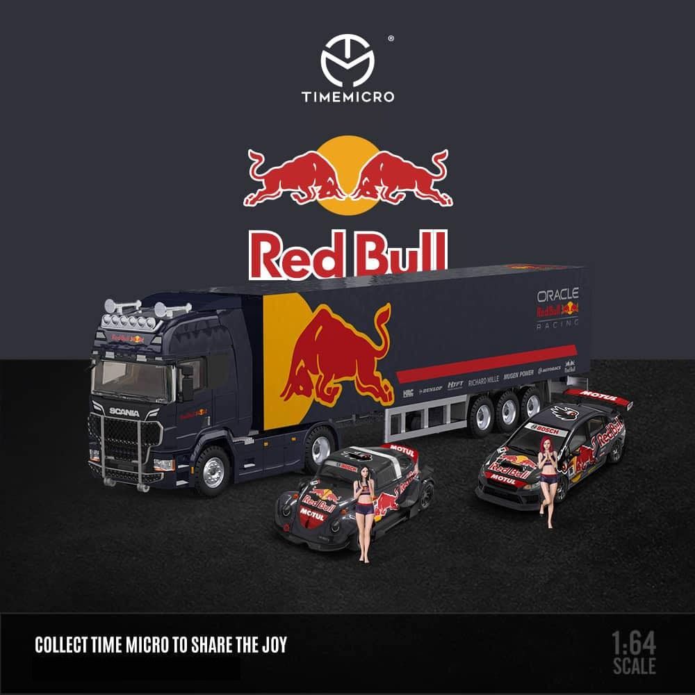 Time Micro 1/64 Scale Red Bull Livery SET (S730 Transporter, Subaru WRX ...