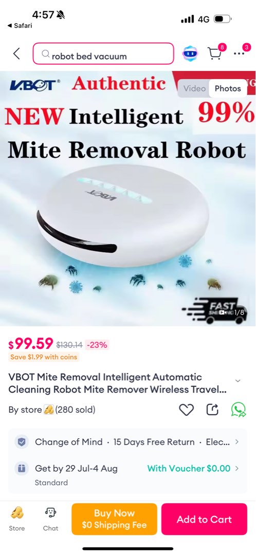VBOT Mite Removal Intelligent Cleaning Robot, TV & Home Appliances, Vacuum Cleaner ...