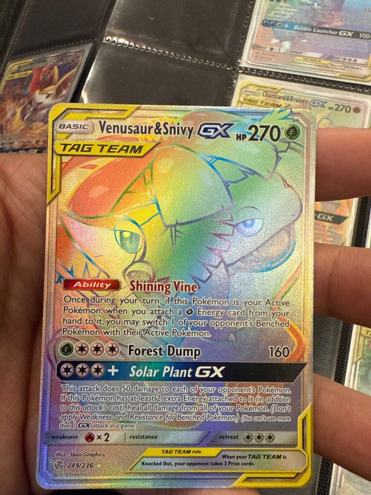 Venusaur & Snivy GX 249/236 Rainbow rare hyper rare cosmic eclipse ...
