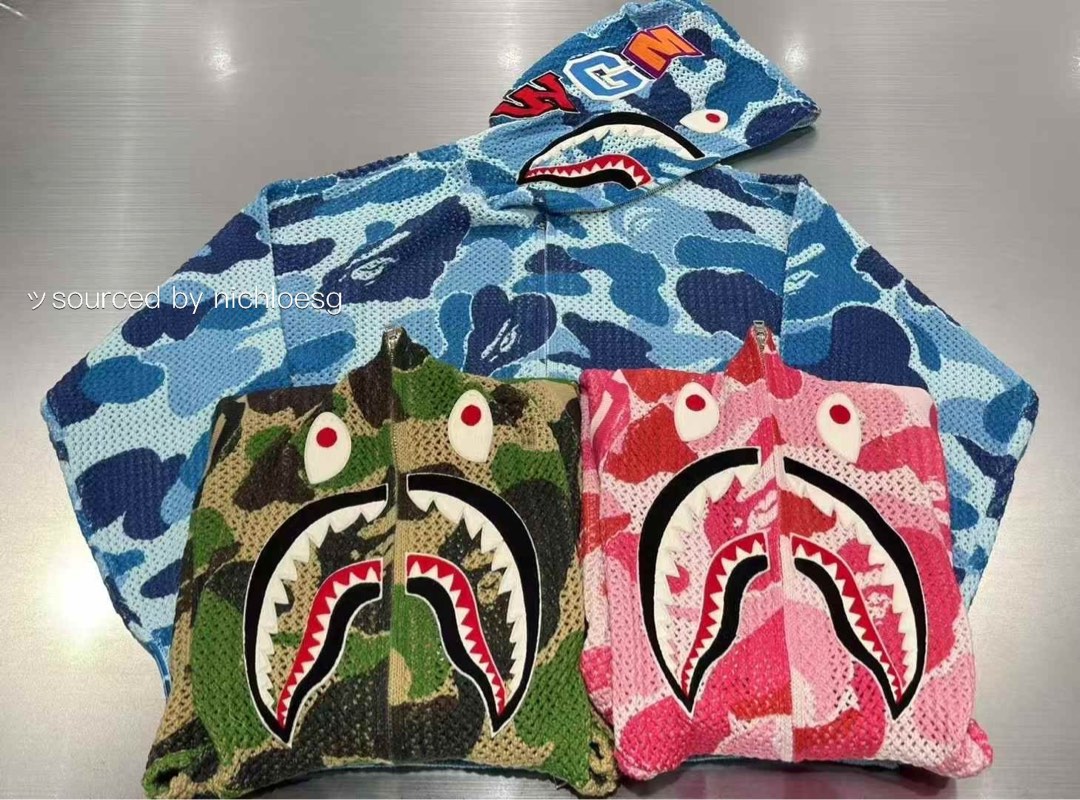 BAPE ABC CAMO CROCHET RELAXED FIT SHARK FULL ZIP HOODIE, Men's Fashion ...
