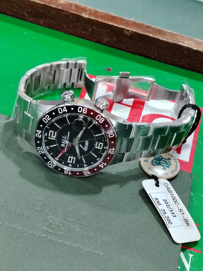 Ball Roadmaster M Model A (41mm) DA9100C-S1-BK Mechanical Alarm Micro ...