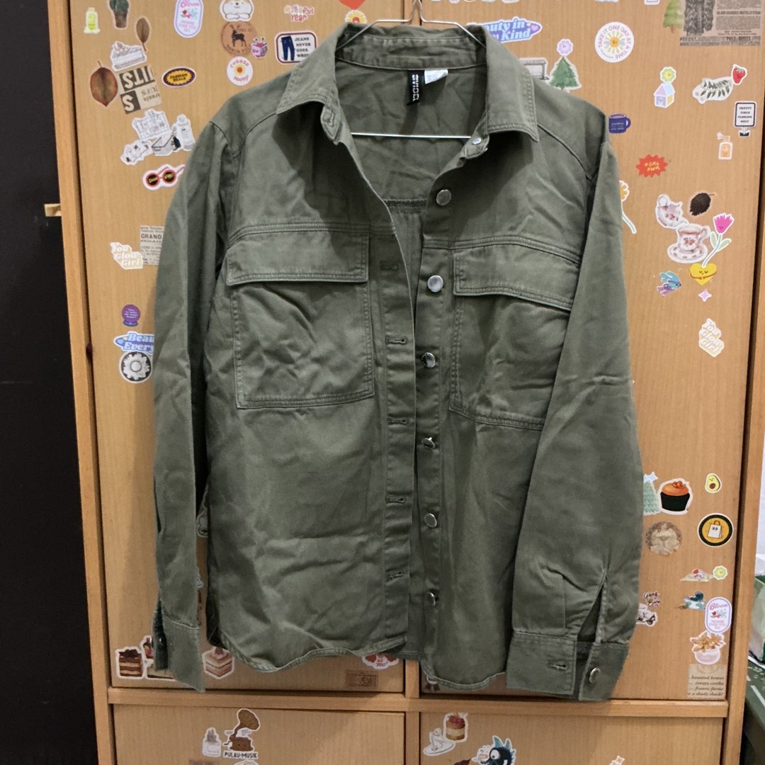 Hnm jacket h&m denim jaket army jaket, Fesyen Wanita, Pakaian Wanita ...