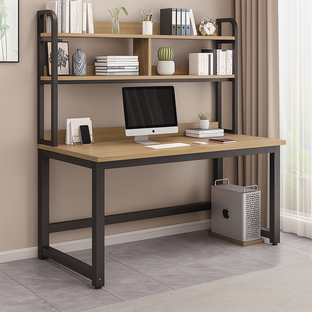 Large Computer Work Table Shelf | Home Study Writing Table Bookshelves ...