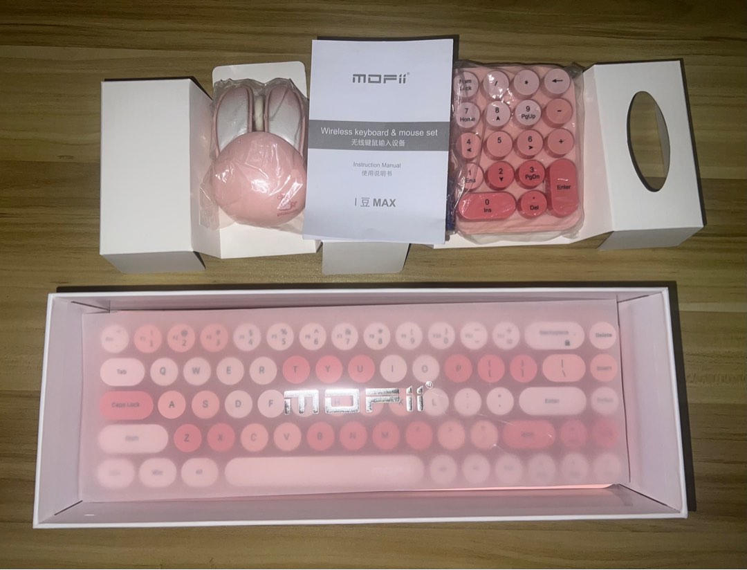 MOFII Wireless Keyboard, Numeric Keypad and Mouse Pink, Computers ...
