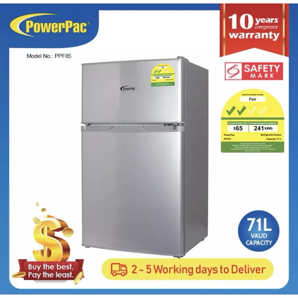 PowerPac 2-Door Mini Bar Fridge with Freezer - PPF85, TV & Home ...