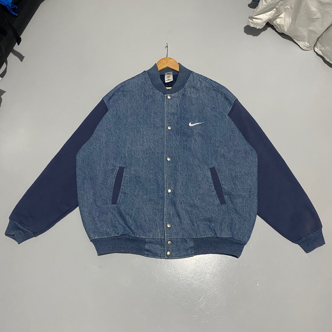 Rare Vintage Nike Denim Jacket with Silver snap buttons, Men's Fashion ...