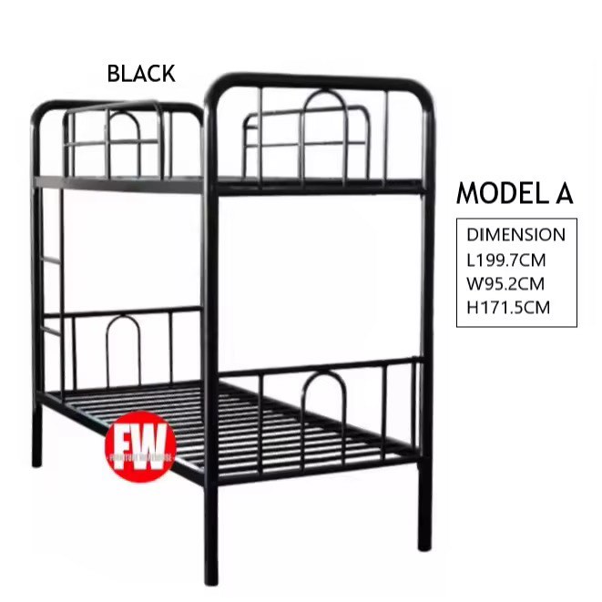 SOLID METAL DOUBLE DECKER BED FRAME BEDFRAME ADD ON MATTRESS (ASSEMBLY ...