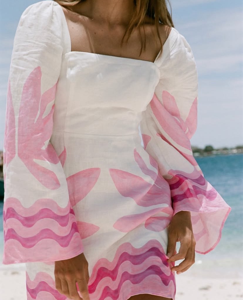 STEELE Mayari Linen Dress - Lotus Print, Women's Fashion, Dresses ...