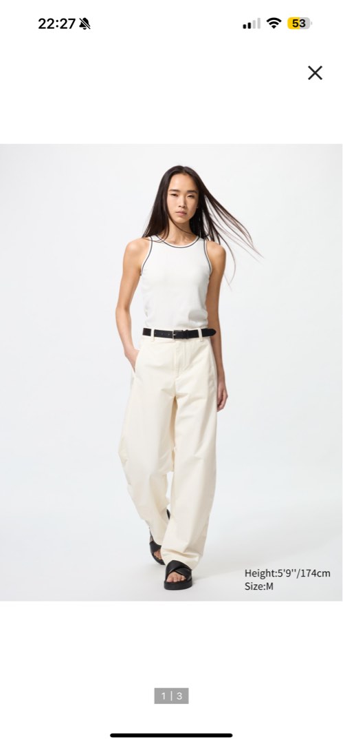Uniqlo Jersey Barrel Leg Pants (off white), Women's Fashion, Bottoms ...
