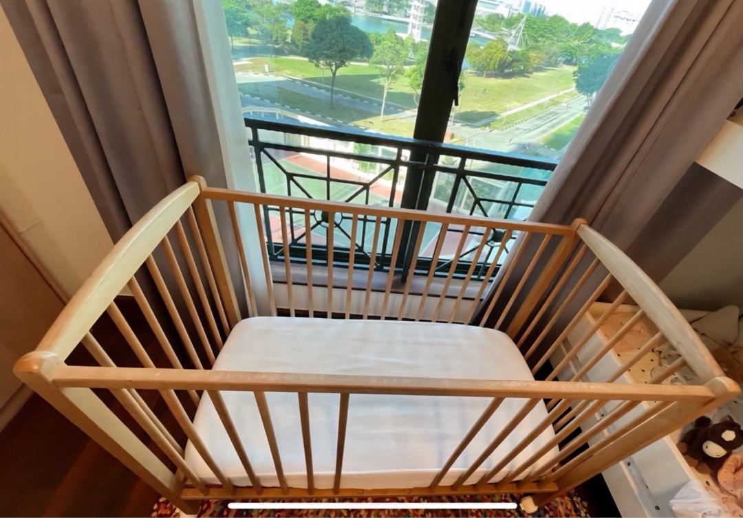 Wooden Baby Cot with Wheels, Babies & Kids, Baby Nursery & Kids ...