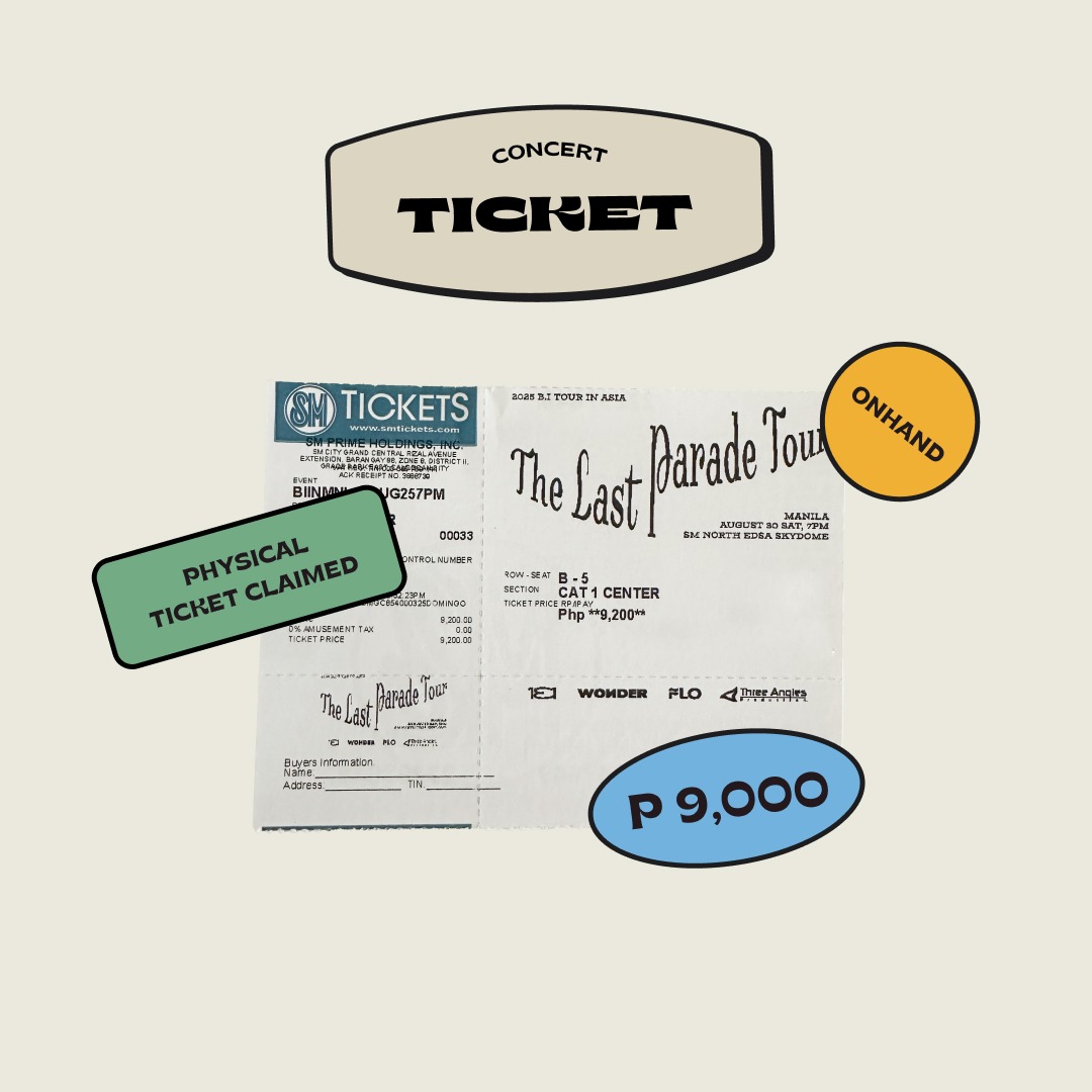 2025 B.I TOUR: THE LAST PARADE TOUR IN MANILA CAT 1 CENTER Row B Seat 5 ...