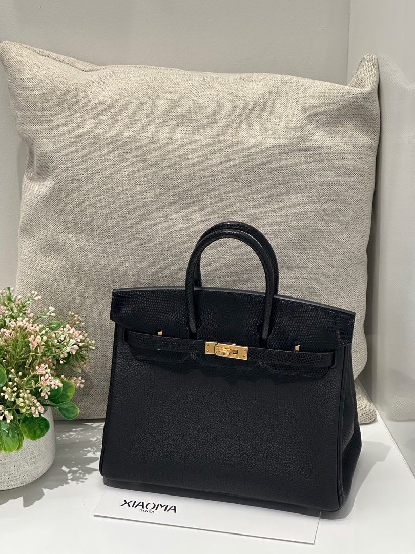 Birkin 25 Touch Black Lizard/Togo GHW, Luxury, Bags & Wallets on Carousell