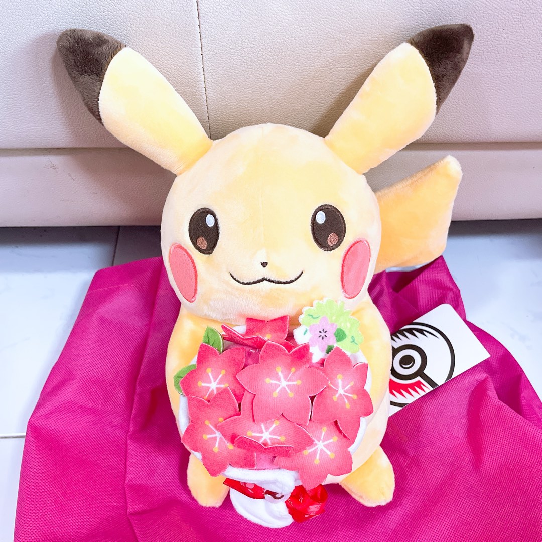 Brand New Authentic Pokemon Center Pikachu Plush with Cherry Blossoms ...