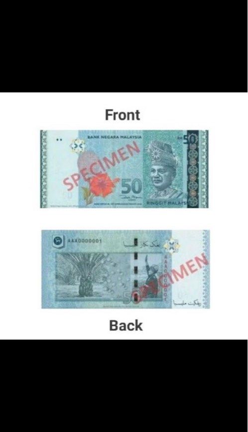 Duit kertas contoh specimen RM 50, Furniture & Home Living, Home Decor ...
