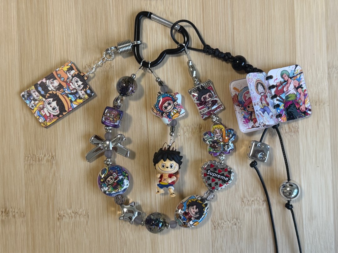 HandsOn |One Piece x The Monsters Labubu handphone strap /keychain ...
