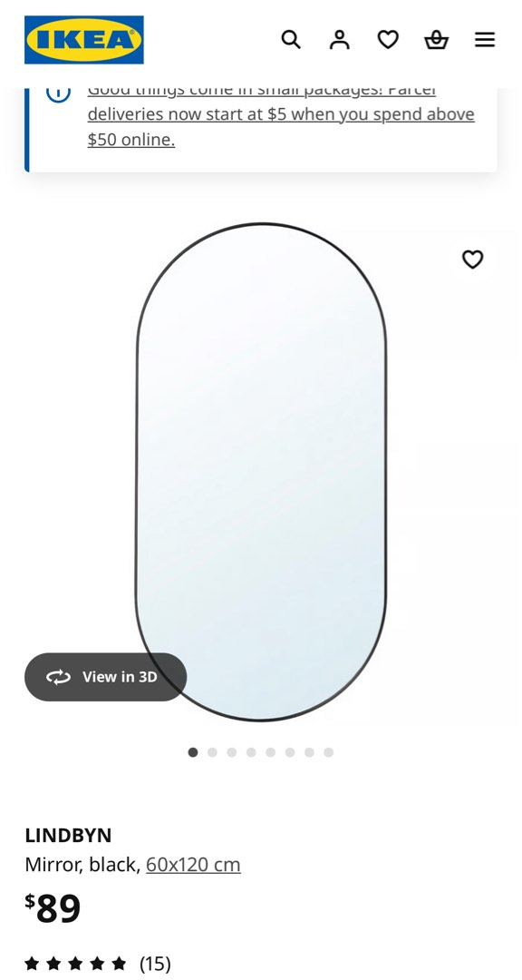 Ikea Lindbyn Mirror Black 60 x 120 cm, Furniture & Home Living, Home ...