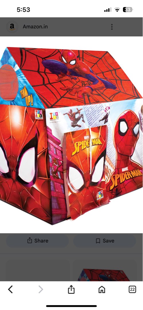 Marvel Spider-Man Play Tent, Hobbies & Toys, Toys & Games on Carousell