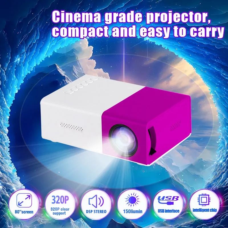 New LED Portable Projector Dlp Full Hd 1000 Lumen HDMI USB Audio Home ...