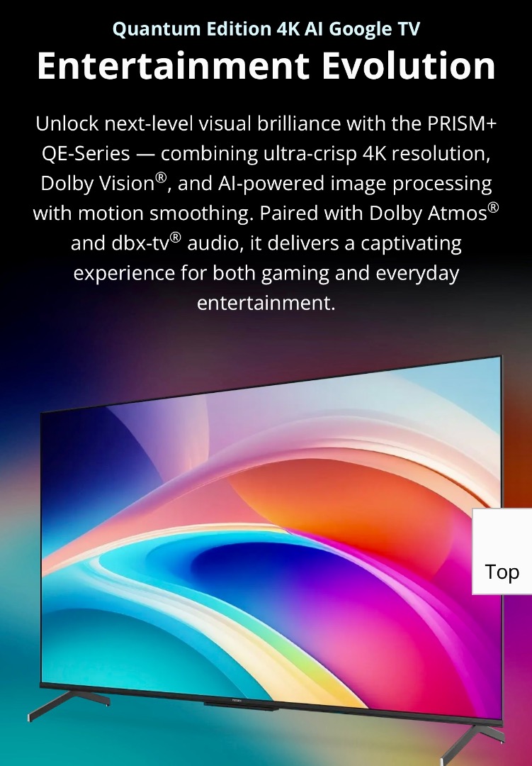 Prism+ 43” Qled 4K UHD Dolby Atmos & Vision SMART GOOGLE TV (Q43-QE), TV & Home Appliances, TV ...