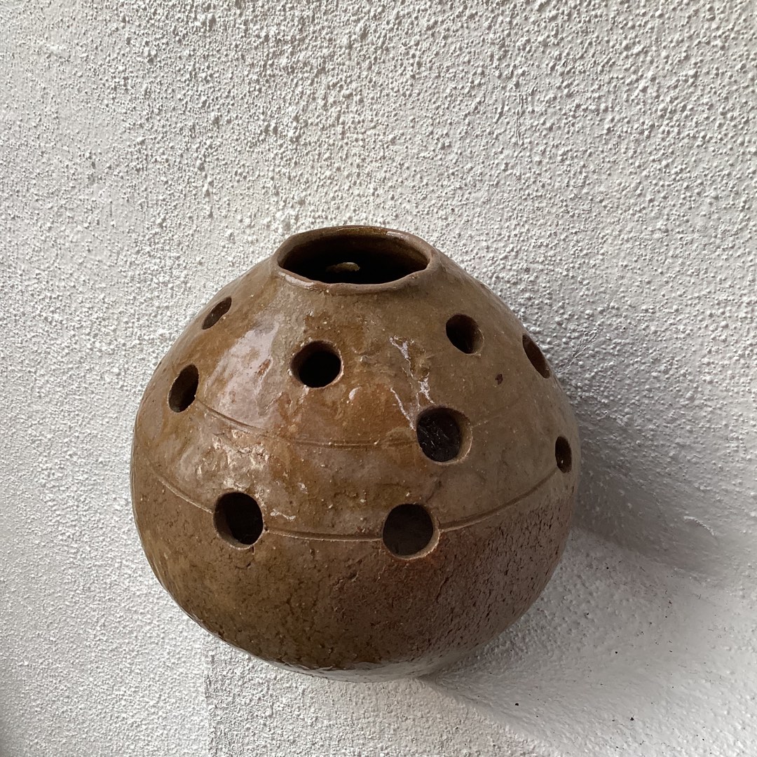 Unique Handcrafted Terracotta Sphere with Holes - Rustic Art Piece ...