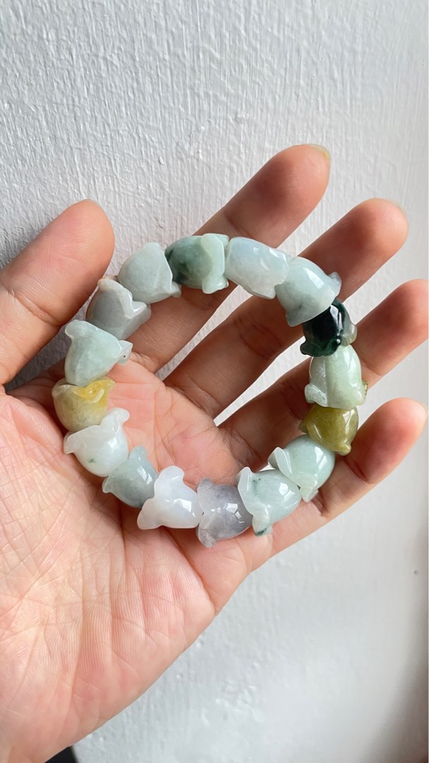 Burmese Jade Flower Bracelet, Women's Fashion, Jewelry & Organisers ...