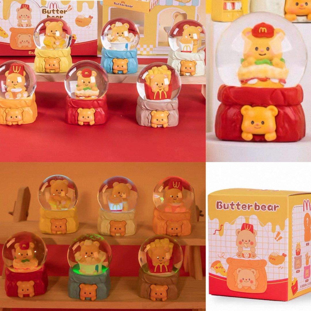 BUTTER BEAR MC DONALDS GLOBES CRYSTAL ORNAMENTS WITH LIGHTS / FULL SET ...