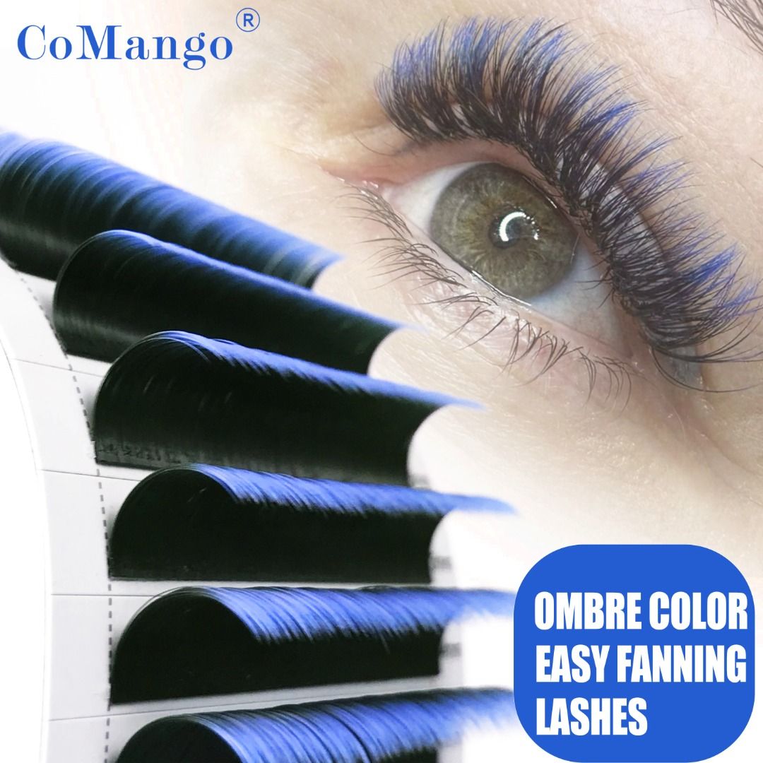CoMango Ombre Colored Lashes Extension Easy Fan Volume Gradient Pink ...