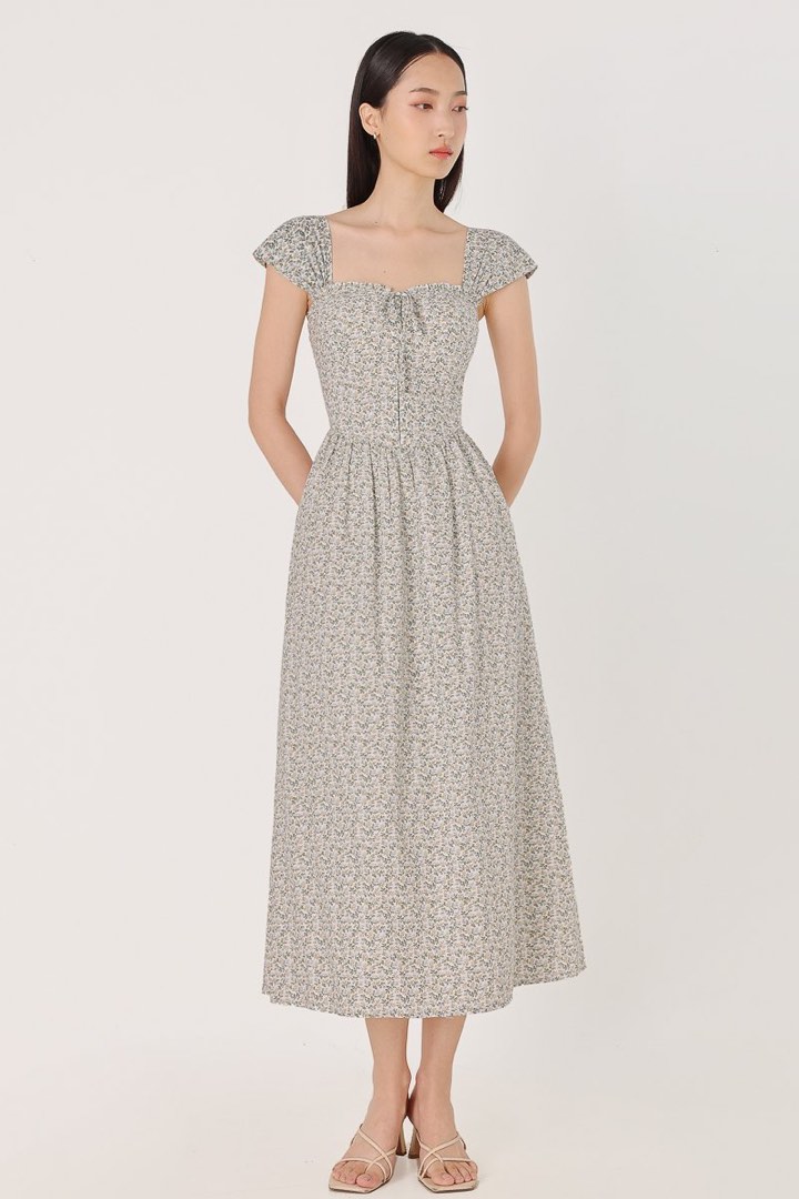 Lovet Bundle LEIGH PADDED LINEN CORSET RIBBON TUBE MIDAXI DRESS (FLORAL ...